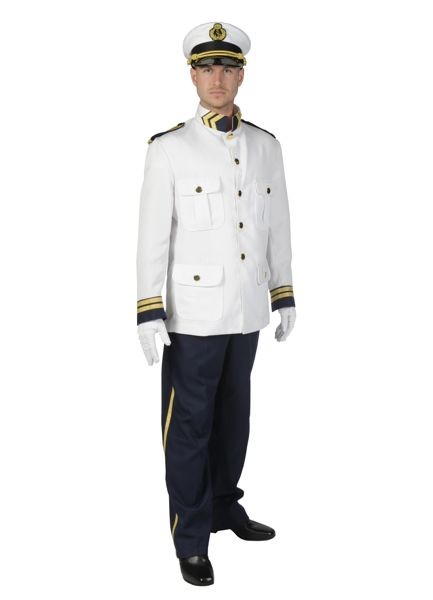 Kapiteinspak wit/blauw VERHUUR